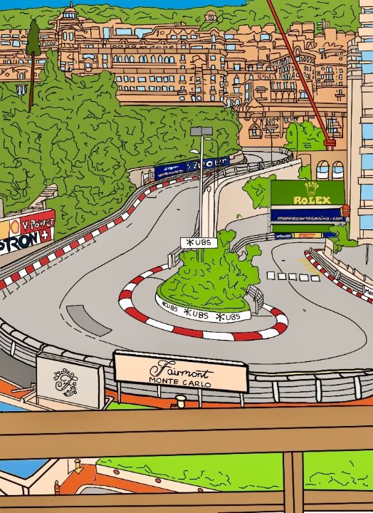 Monaco Hairpin - Ndomeni Gallery - Paintings & Prints, Sports & Hobbies ...