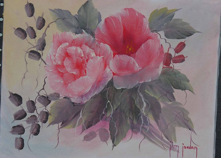 Pink Rose and Poppy - Jim Jordan Fine Art - Paintings & Prints, Flowers ...