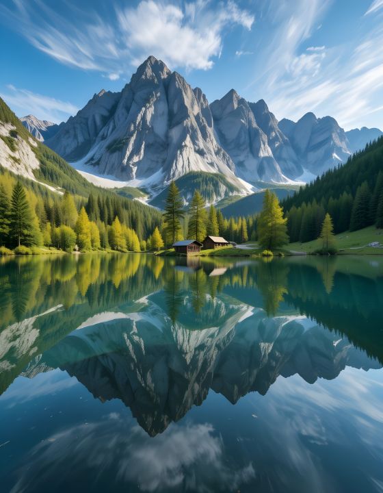 Majestic Mountain Reflection - spa diamond - Digital Art & AI, Places ...
