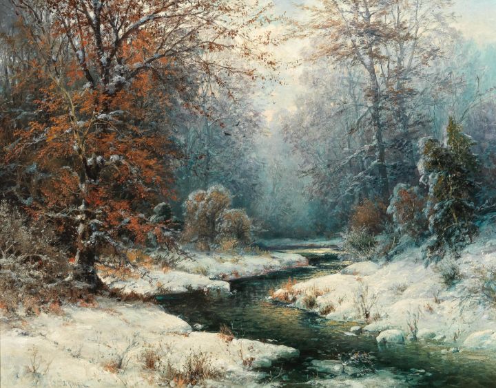 Winterliche Flusslandschaft - Classical Artworks Bay - Paintings ...