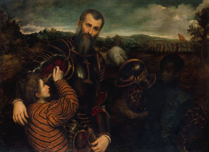 Portrait of a Man in Armor with Two - Classical Artworks Bay ...