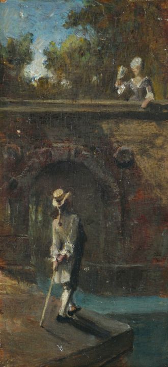 Gallant scene at a river bridge - Classical Artworks Bay - Paintings ...