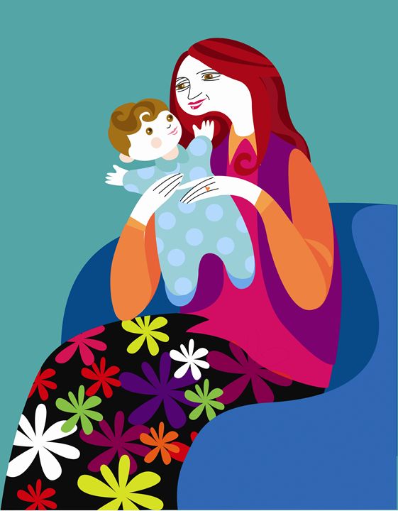 Holding Baby III - Aviva Gittle Gifts - Paintings & Prints, People ...