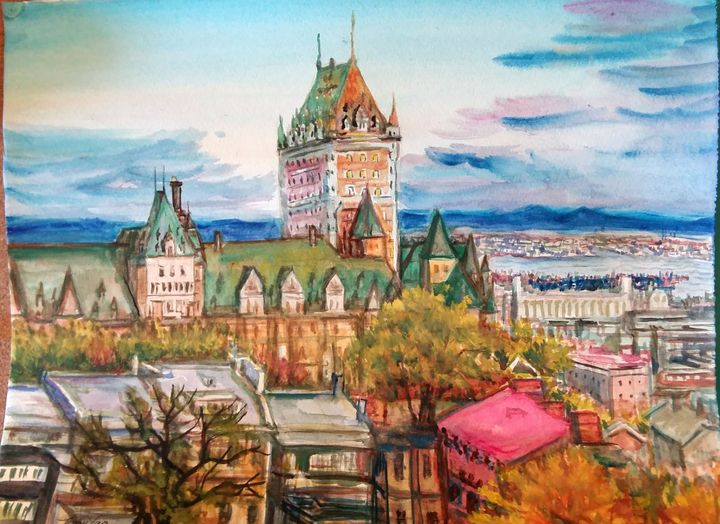 Quebec Watercolor Painting - ArtbyJennyYao - Paintings & Prints ...