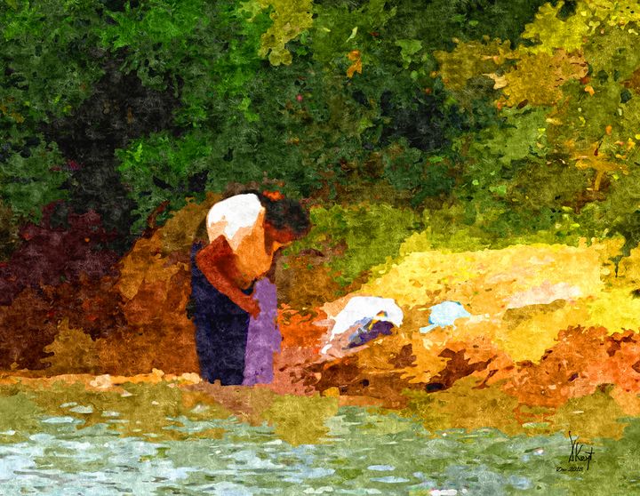 Woman washing clothes - Dodwell Keyt - Paintings & Prints, People ...