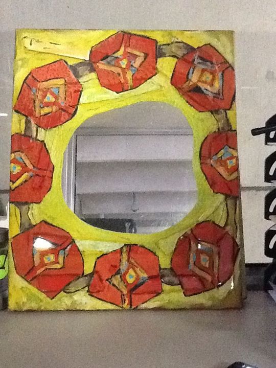 African Unique Bead a Mirror Art - Unique African Art - Glass, Mirrors ...