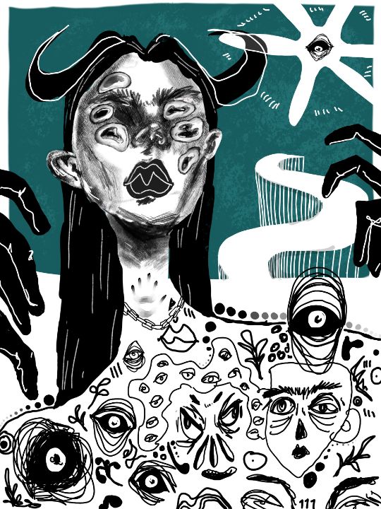 Internal Demon - Art by O - Digital Art & AI, Abstract, Collage - ArtPal