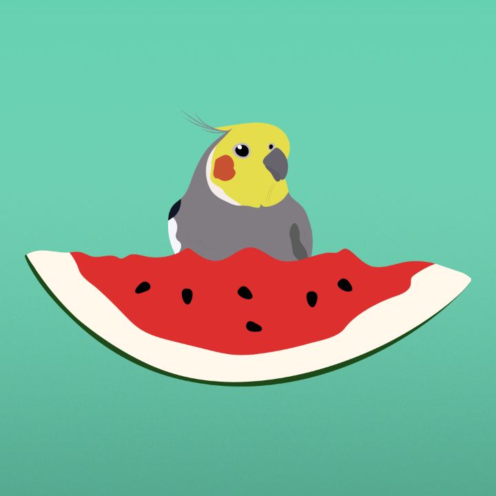 A Bird and Its Watermelon - Rebb's Design - Digital Art & AI, Animals ...