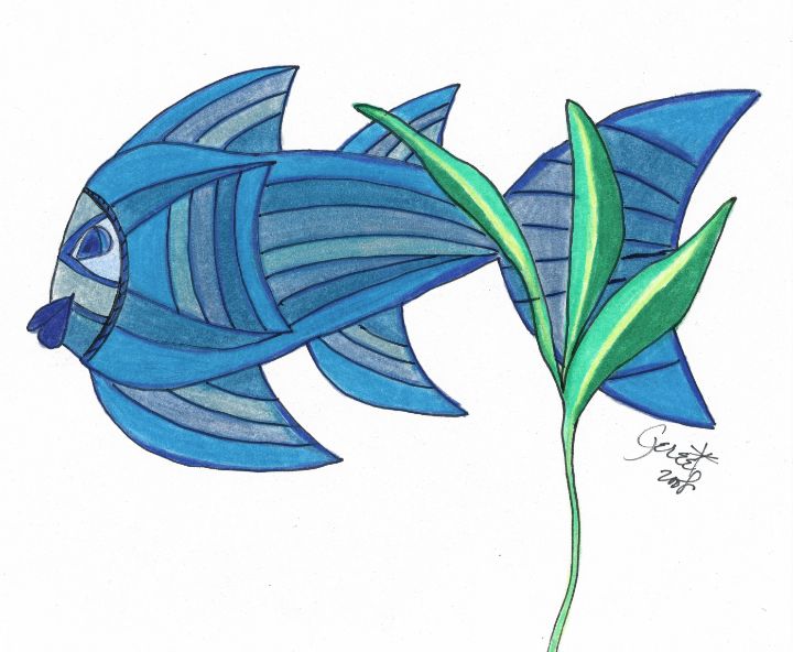 Silver Blue Fish - Geree's Gallery - Paintings & Prints, Abstract ...