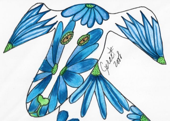 Blue Flower Dog - Geree's Gallery - Paintings & Prints, Abstract, Color ...