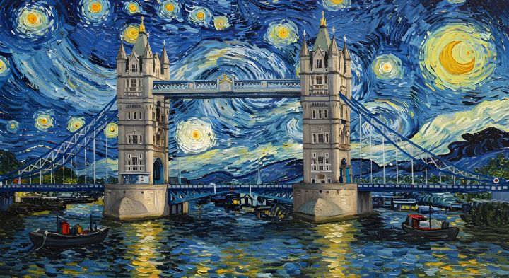 Van Gogh's London Bridge - Modern Canvas - Drawings & Illustration ...