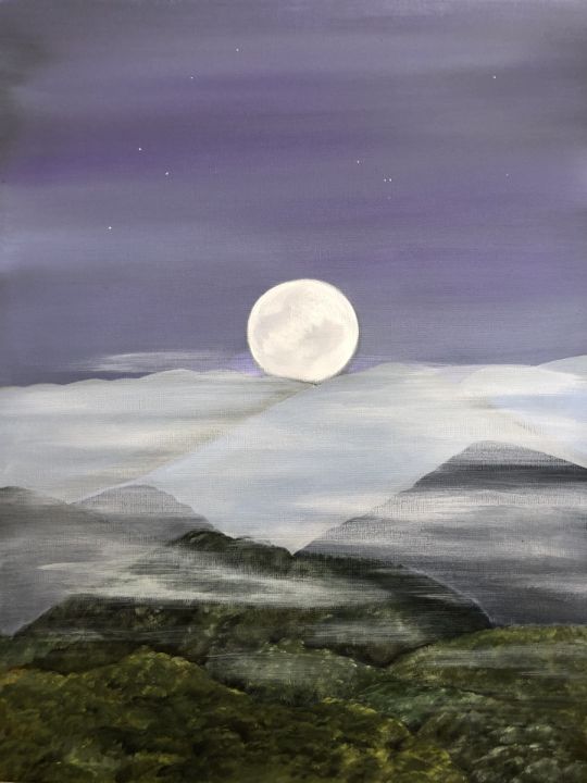 Moon on the Mountains - G Michelle Napier Artwork - Paintings & Prints ...