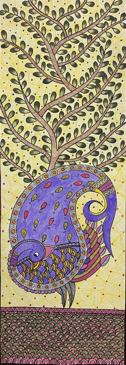 Madhubani painting of Peacock - Indu Prasad - Paintings & Prints ...
