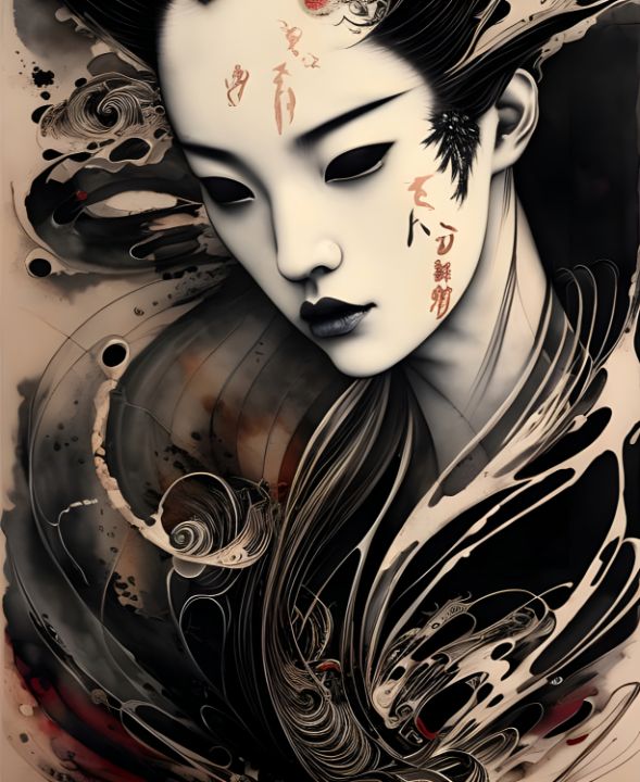 A Dark Dream´s Geisha - SirHeckeCreative - Paintings & Prints, People ...