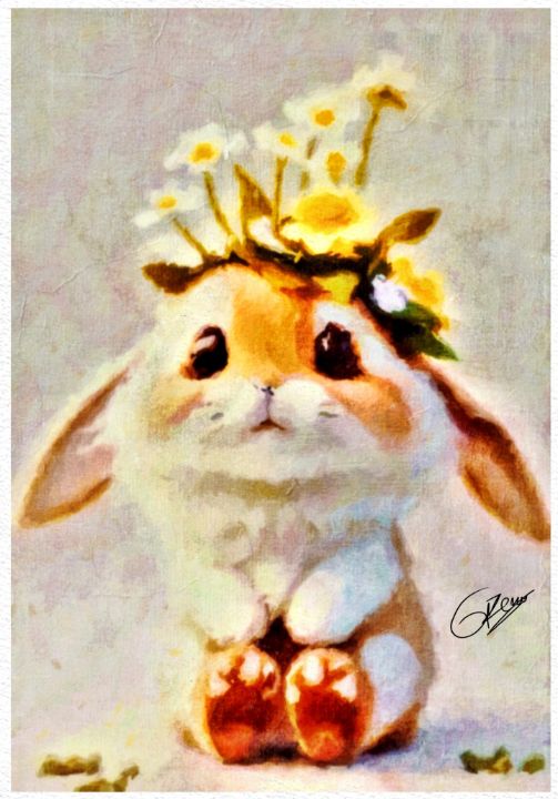 Bunny abstract - Gizero_ Art - Paintings & Prints, Abstract, Figurative ...