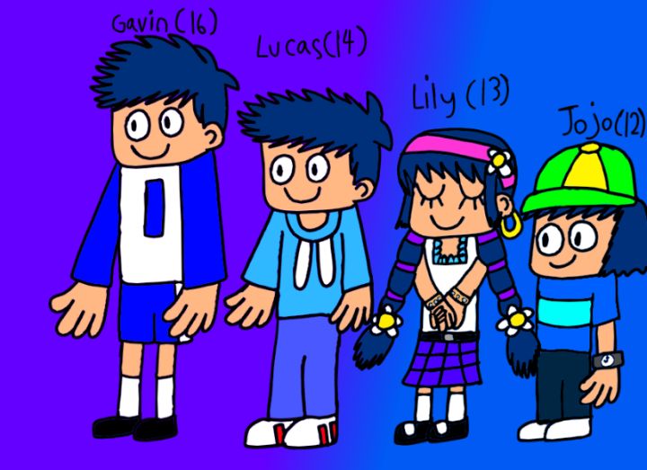 Gavin, Lucas, Lily and Jojo - Samantha's art designs - Drawings ...