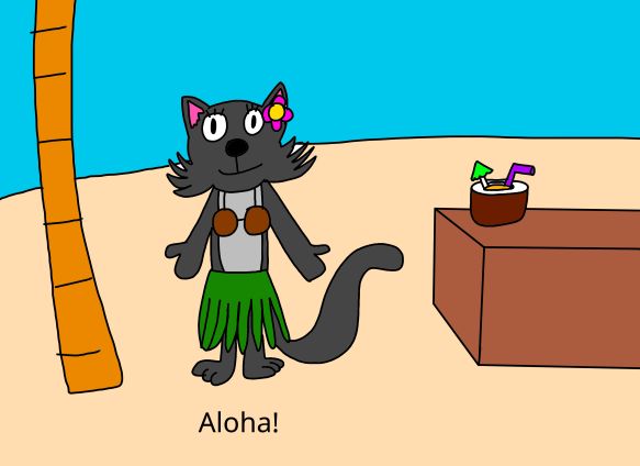 "Aloha!" Hawaiian Cat - Samantha's art designs - Drawings ...