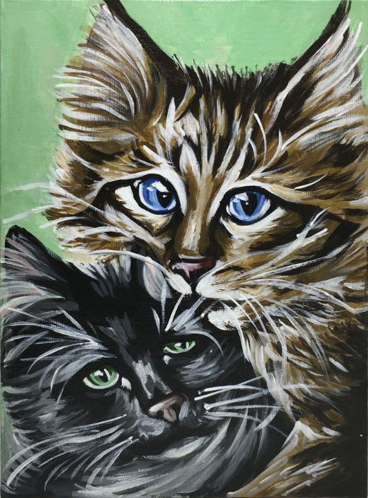 Cute Forest Kittens Painting - Rad Kuzma - Paintings & Prints, Animals ...