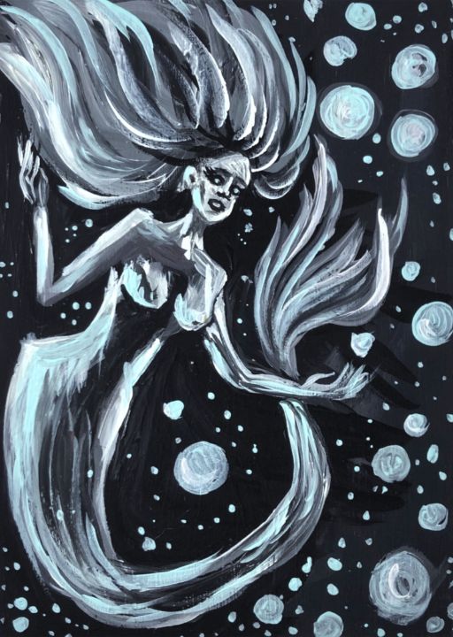 Black Sea Silent Mermaid Siren Paint - Rad Kuzma - Paintings & Prints ...