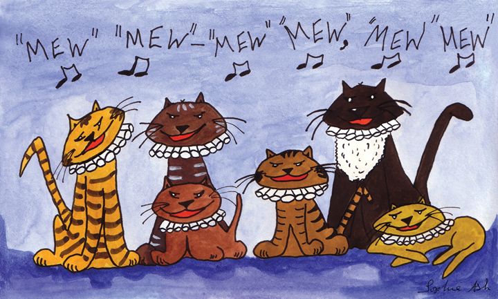 Cats Choir - Sophie's Menagerie - Paintings & Prints, Animals, Birds ...