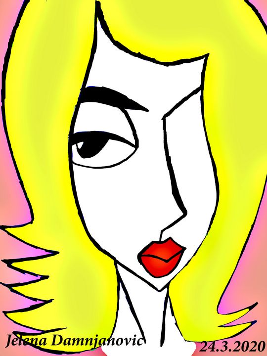 Yellow lady - Jelena Damnjanovic - Drawings & Illustration, People ...