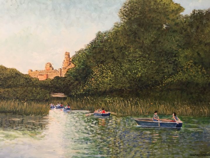 Row Boats In Central Park, New York - Howard Newman - Paintings ...