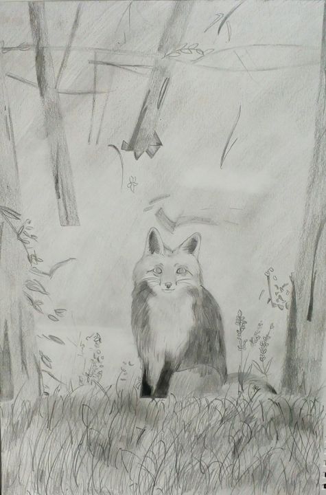 Fox in the woods - Melody - Drawings & Illustration, Animals, Birds ...