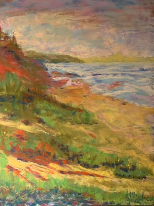 Del Mar Beach Cliffside - Michelle Boyle Art - Paintings & Prints ...