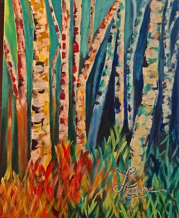 Wanda's Birch Trees #1 - Freezingcajun - Paintings & Prints, Flowers ...