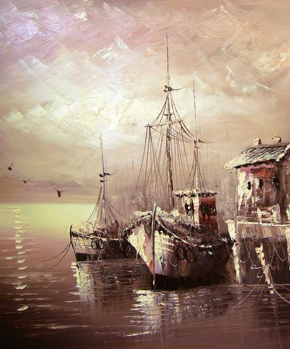 Boats at the Dockyard - Aartzy - Let's Talk Expressions - Paintings ...