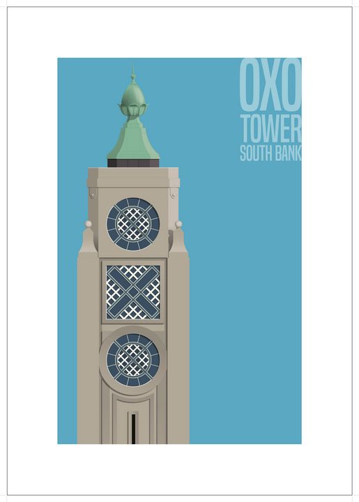 OXO Tower, South Bank, London - VectorArchitecture - Paintings & Prints ...