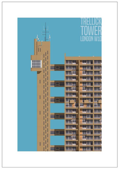 Trellick Tower, London - VectorArchitecture - Paintings & Prints ...