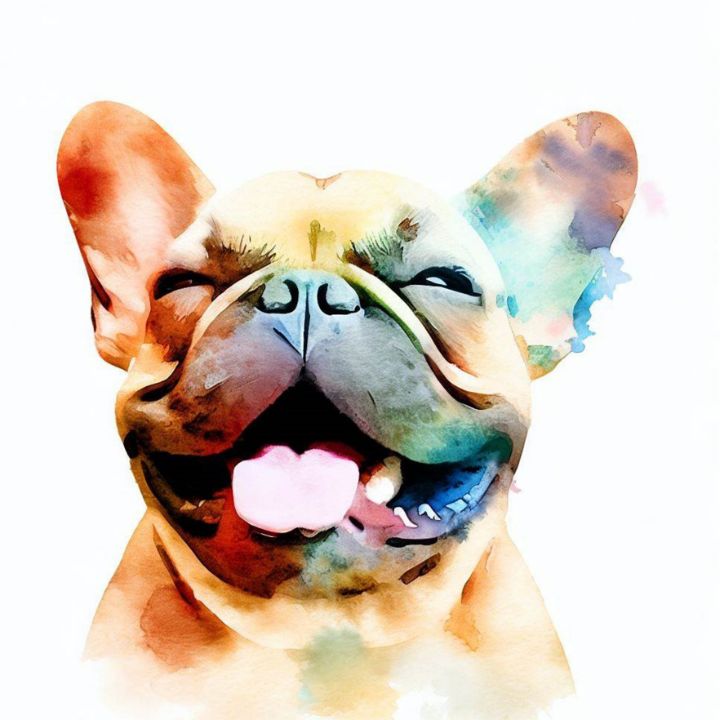 French Bulldog Watercolor Portrait - Nisha Chandra - Paintings & Prints ...