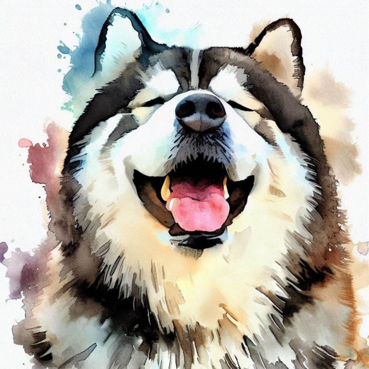 Husky watercolor portrait - Nisha Chandra - Paintings & Prints, Animals ...