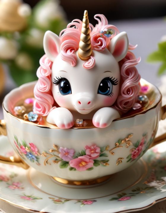 Unicorn teacup - Wickedhart - Digital Art, Fantasy & Mythology, Magical, Other Magical - ArtPal