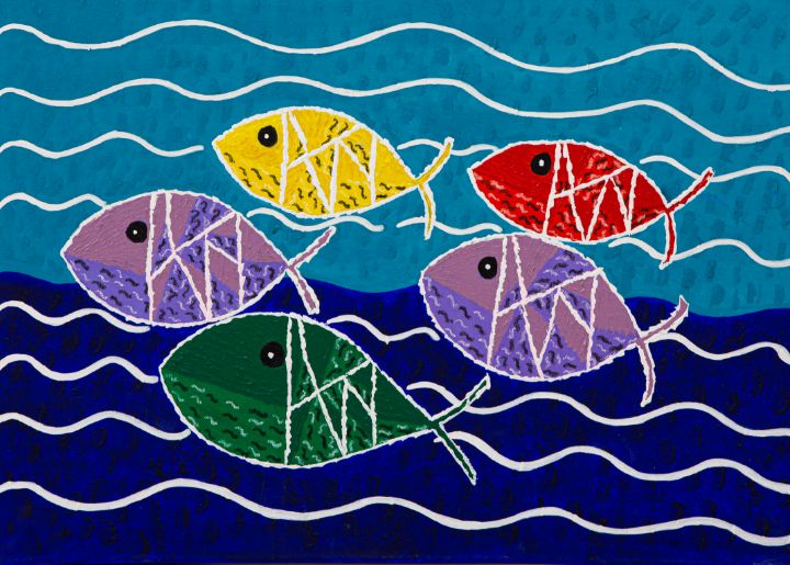 School of fishes - handloftmade - Paintings & Prints, Animals, Birds ...