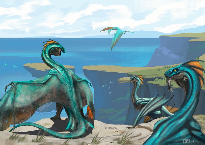Fishing Dragon - Javier Franco_Art - Paintings & Prints, Fantasy ...