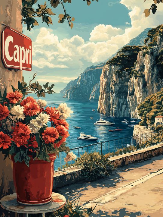 Capri, Italy Vintage Poster - Vintage Posters - Digital Art & AI ...