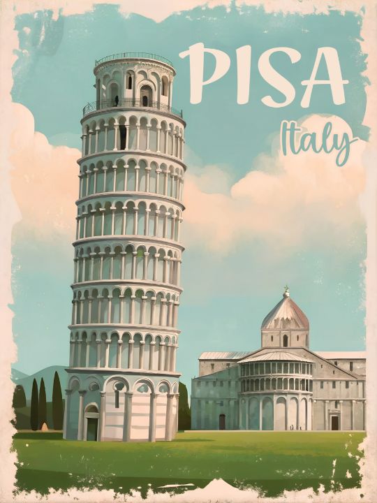 Pisa Italy - Leaning Tower - Vintage Posters - Digital Art & AI, Places ...
