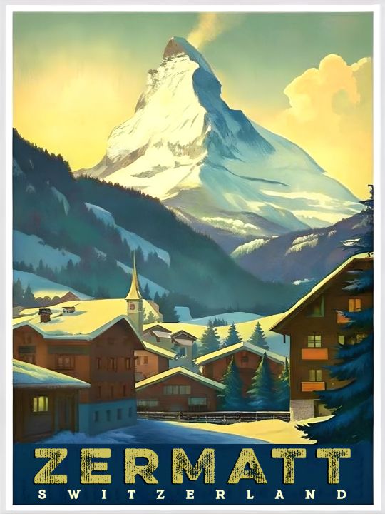 Zermatt - Switzerland - Vintage Posters - Digital Art & AI, Places ...
