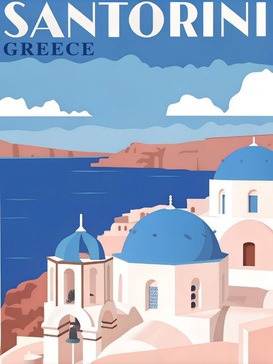 Captivating Santorini Greece Poster - Vintage Posters - Digital Art ...
