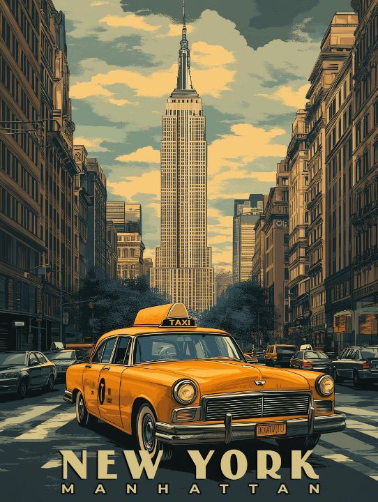 New York City Vintage Travel - Vintage Posters - Digital Art & AI ...