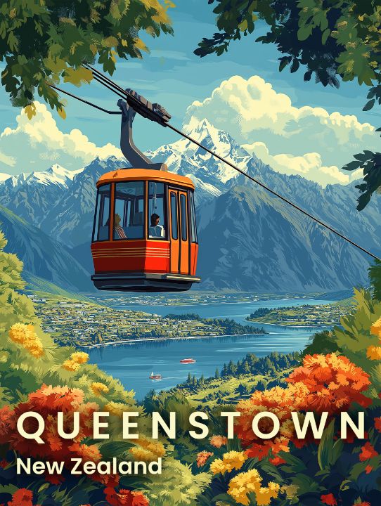 Queenstown, New Zealand - Vintage Posters - Digital Art & AI, Places ...