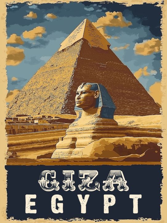 Vintage Egyptian : Great Pyramid - Vintage Posters - Digital Art & AI ...