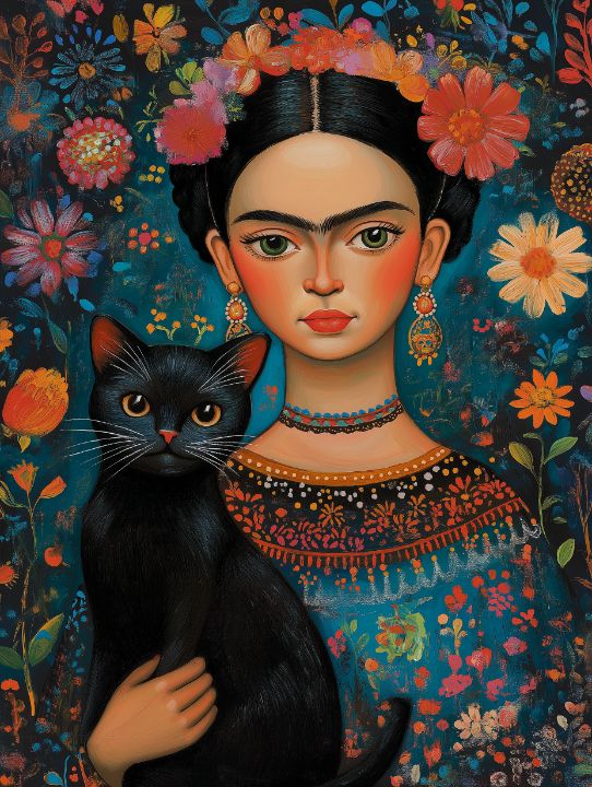 Two Black Cats, Mexican Painting Bot - Vintage Posters - Drawings ...