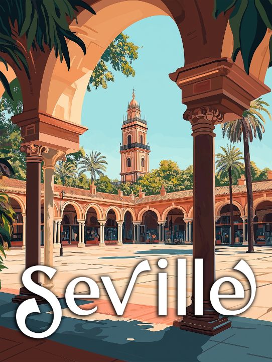Vintage Seville, Spain - Vintage Posters - Digital Art & AI, Places ...