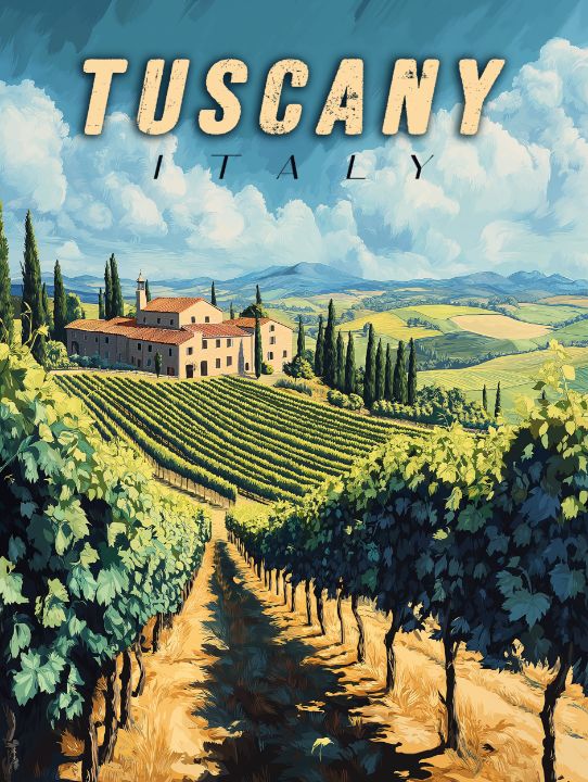 Vintage Tuscany Italy Poster - Vintage Posters - Digital Art & AI, Places & Travel, Europe ...