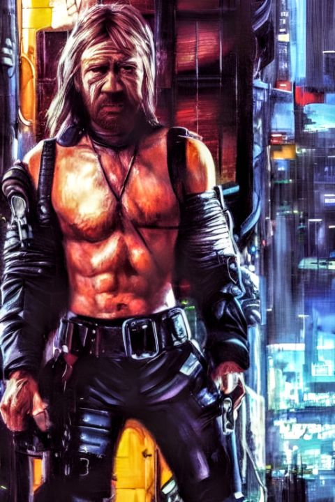 Chuck Norris Cyberpunk - Chris Newman - Digital Art & AI, People ...