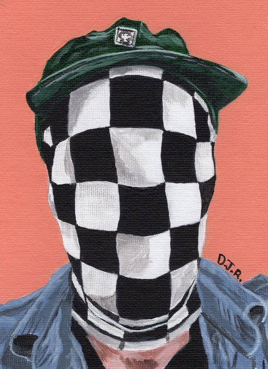 Man In Checkered Mask - Fox Heart Art - Paintings & Prints, People ...