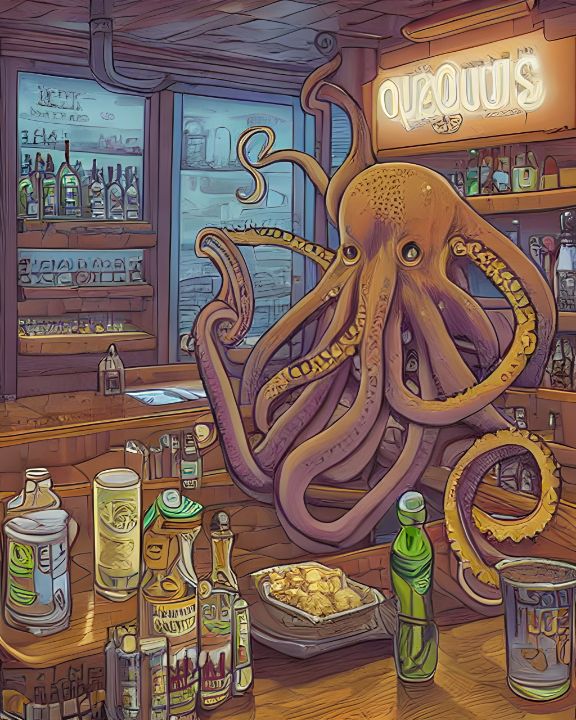 Octopus Bartender - Angelandspot - Digital Art, Animals, Birds, & Fish ...